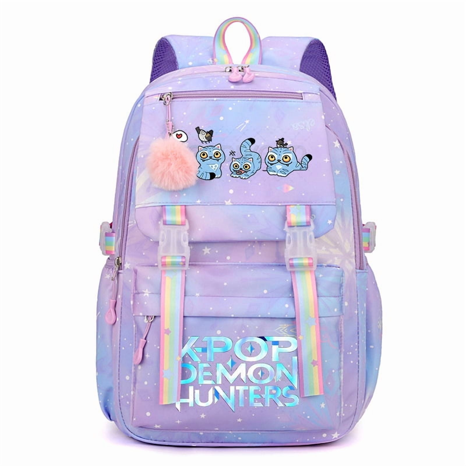 KPop Demon Hunters Cartoon Backpack Sweet Little Fresh Rainbow Backpack ...