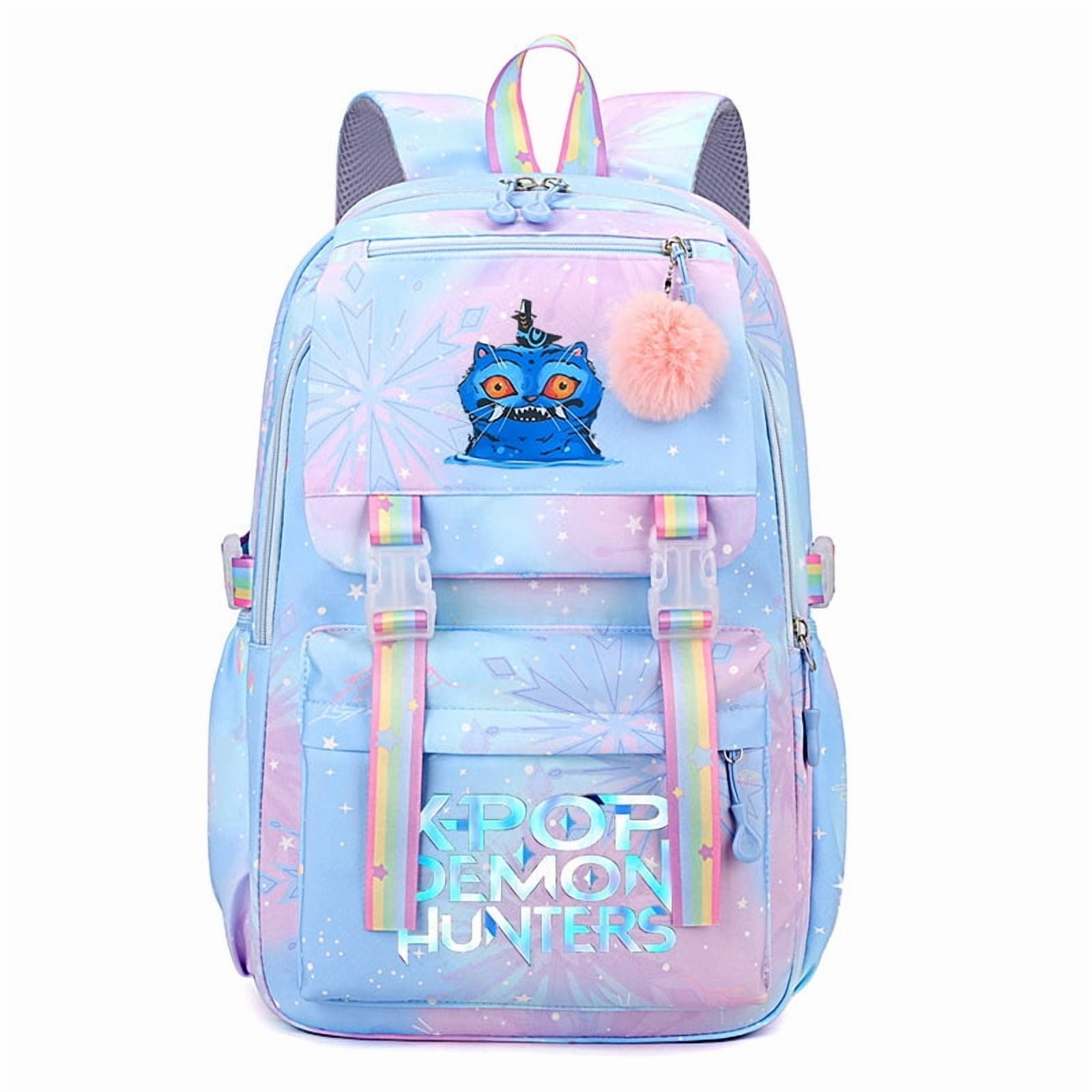 KPop Demon Hunters Cartoon Backpack Sweet Little Fresh Rainbow Backpack ...