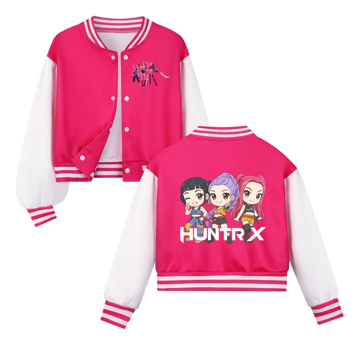KPop Demon Hunters Chibi HUNTR/X Kids Baseball Jacket – Anime Cartoon ...