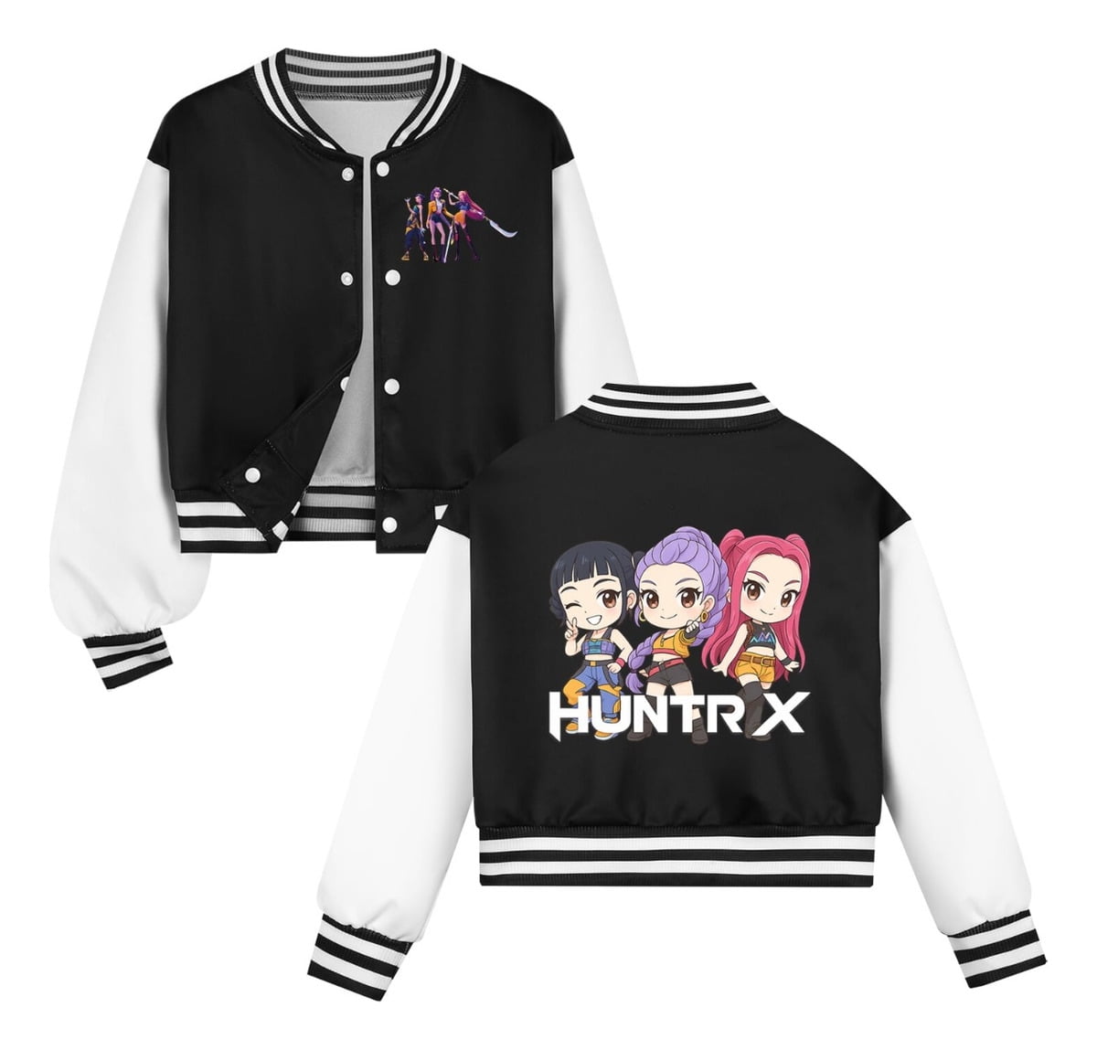 KPop Demon Hunters Chibi HUNTR/X Kids Baseball Jacket – Anime Cartoon ...