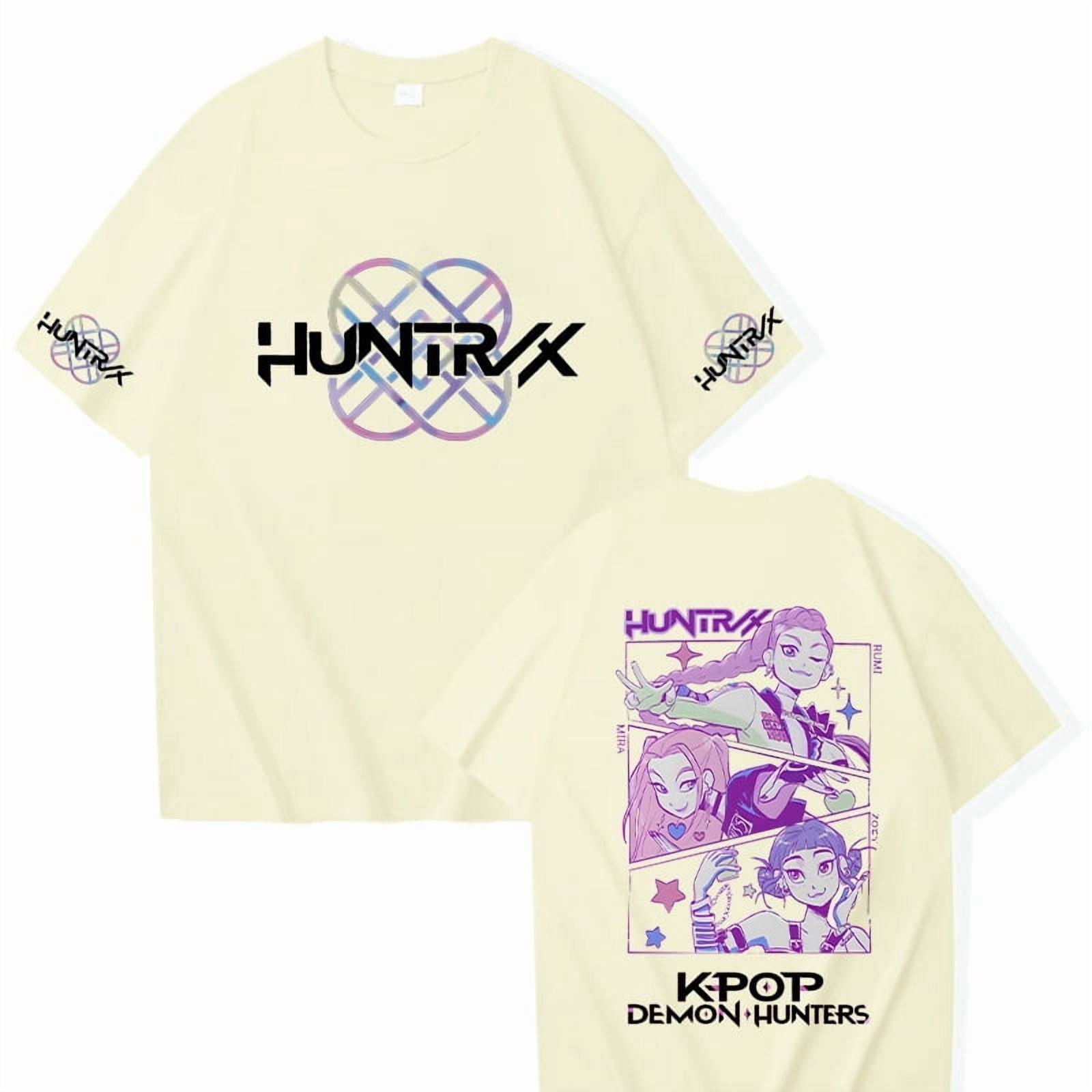 KPop Demon Hunters Cotton Unisex Crew Neck Top Loose Casual Short ...