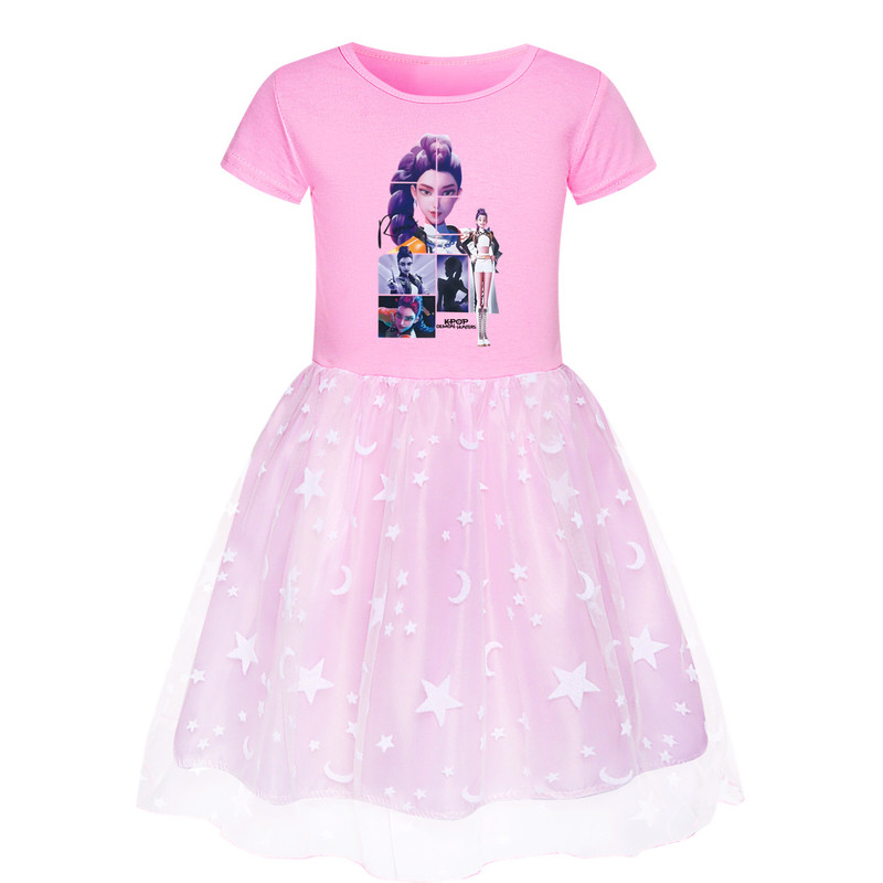 KPop Demon Hunters Girls mesh star skirt summer short sleeve skirt ...
