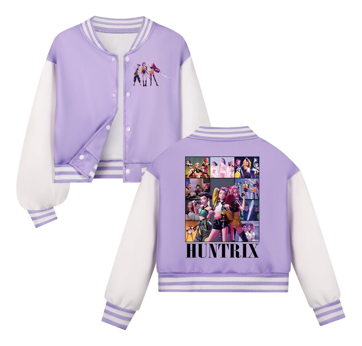 KPop Demon Hunters HUNTR/X Collage Kids Baseball Jacket – Anime Graphic ...