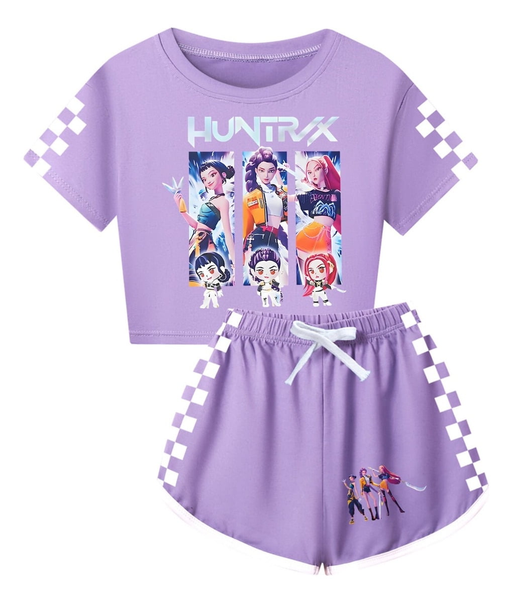 KPop Demon Hunters HUNTR/X Grid Collage Girls Shorts Set – Anime ...