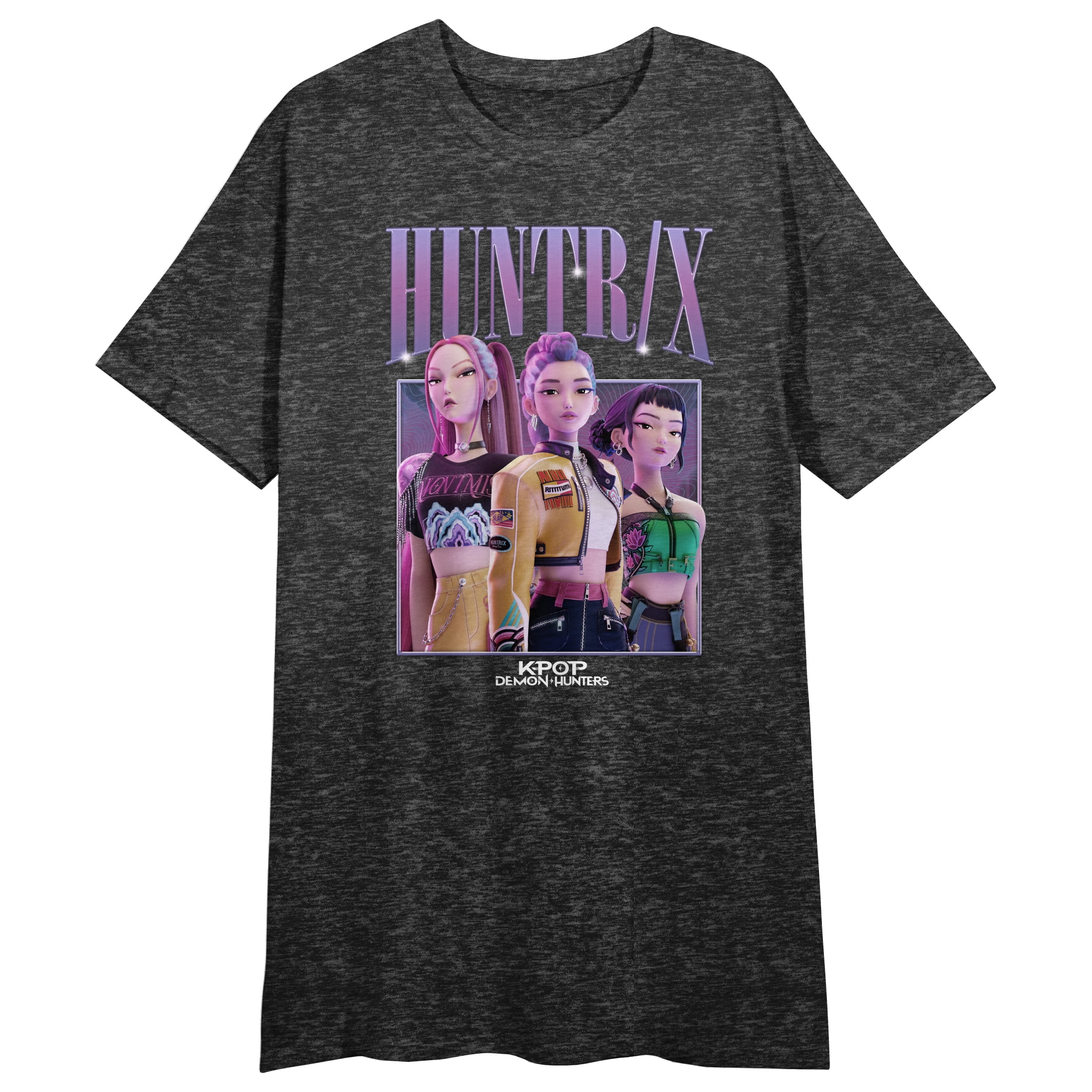 KPop Demon Hunters Huntr/X Billboard Women’s Black Heather Crew Neck ...