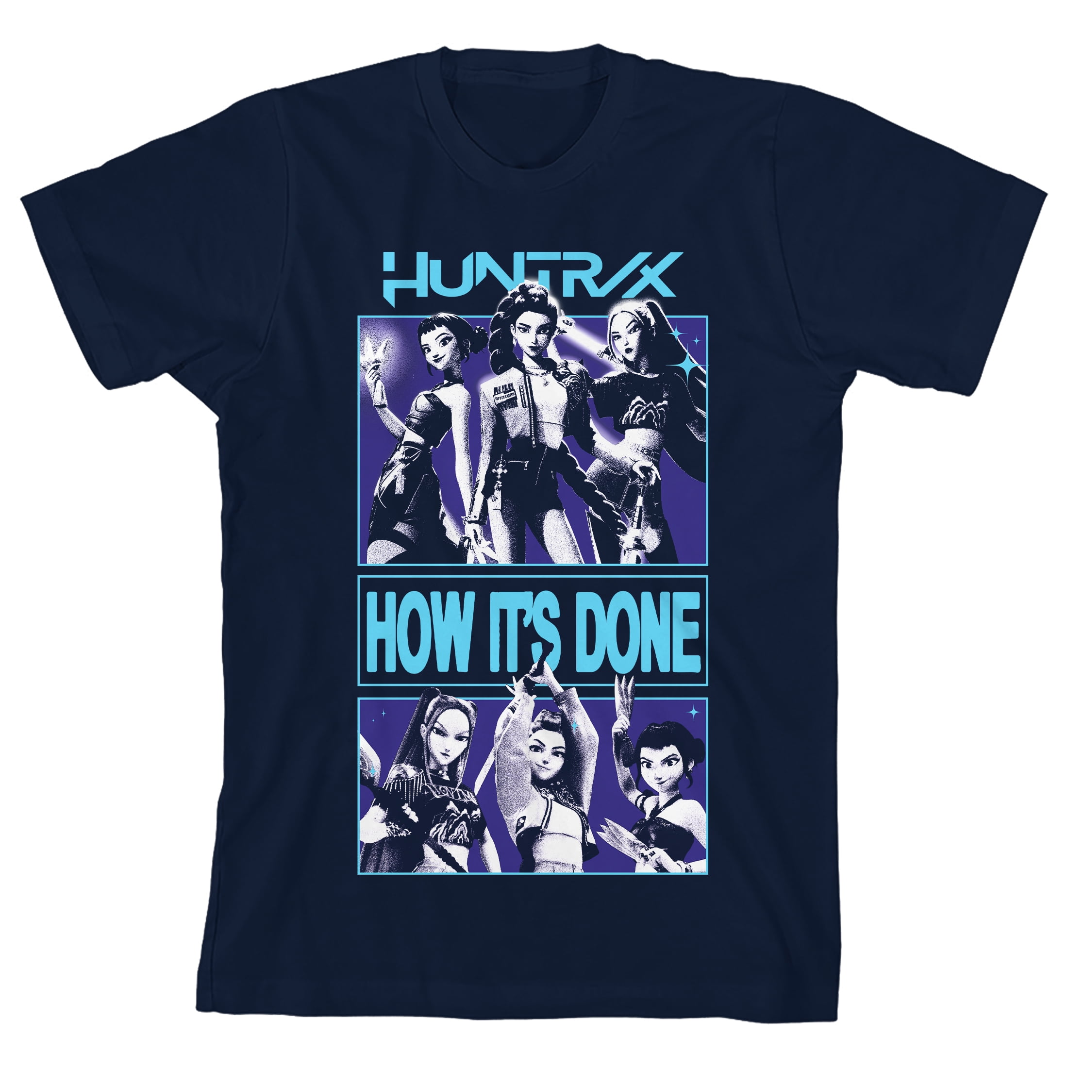 KPop Demon Hunters Huntr/X How It's Done Youth Navy Crew Neck Short ...