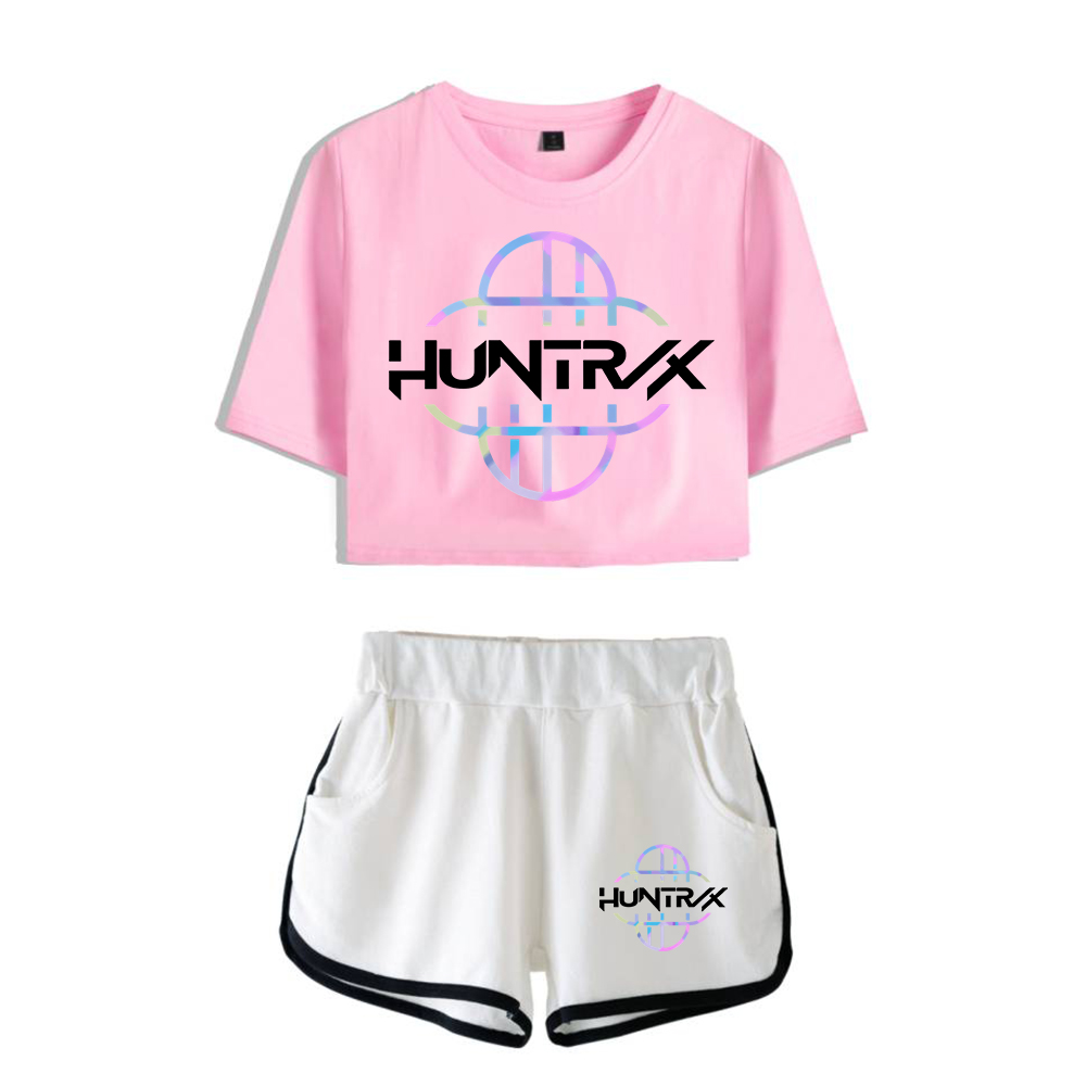KPop Demon Hunters Huntrix Logo Short Sleeve Crop Top Two Piece Sets T ...