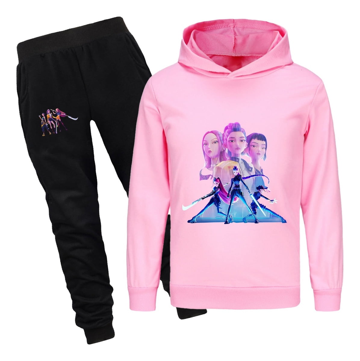KPop Demon Hunters Neon Light HUNTR/X Kids Outfit Set – Anime Hoodie ...