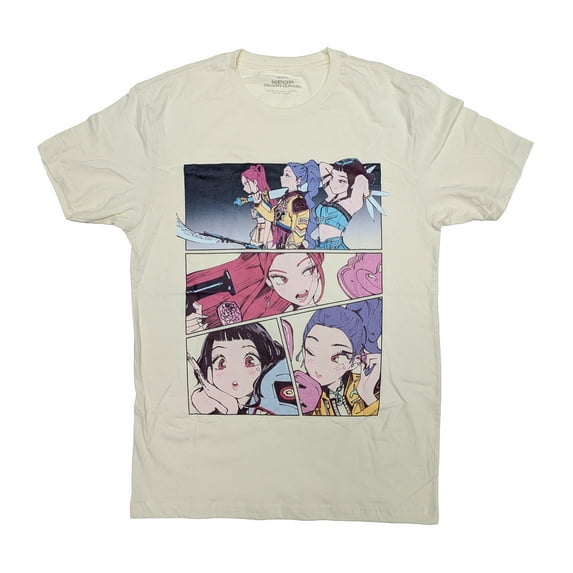 KPop Demon Hunters Panel Art Men's Natural Crew Neck Short Sleeve Tee ...