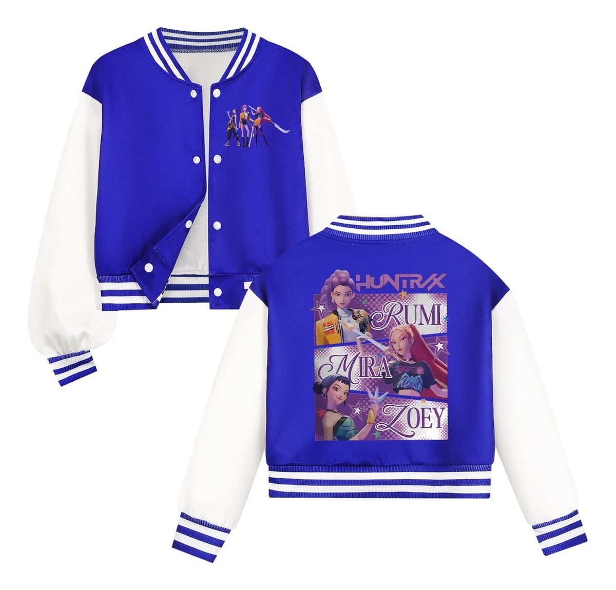 KPop Demon Hunters Rumi Mira Zoey Kids Baseball Jacket – Word Art Anime ...