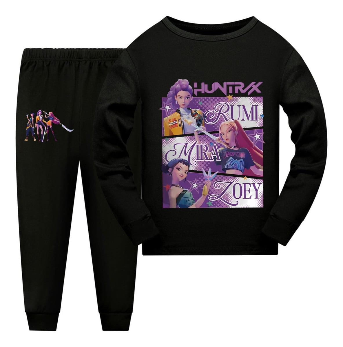 KPop Demon Hunters Rumi Mira Zoey Kids Long Sleeve Pajamas – Word Art ...