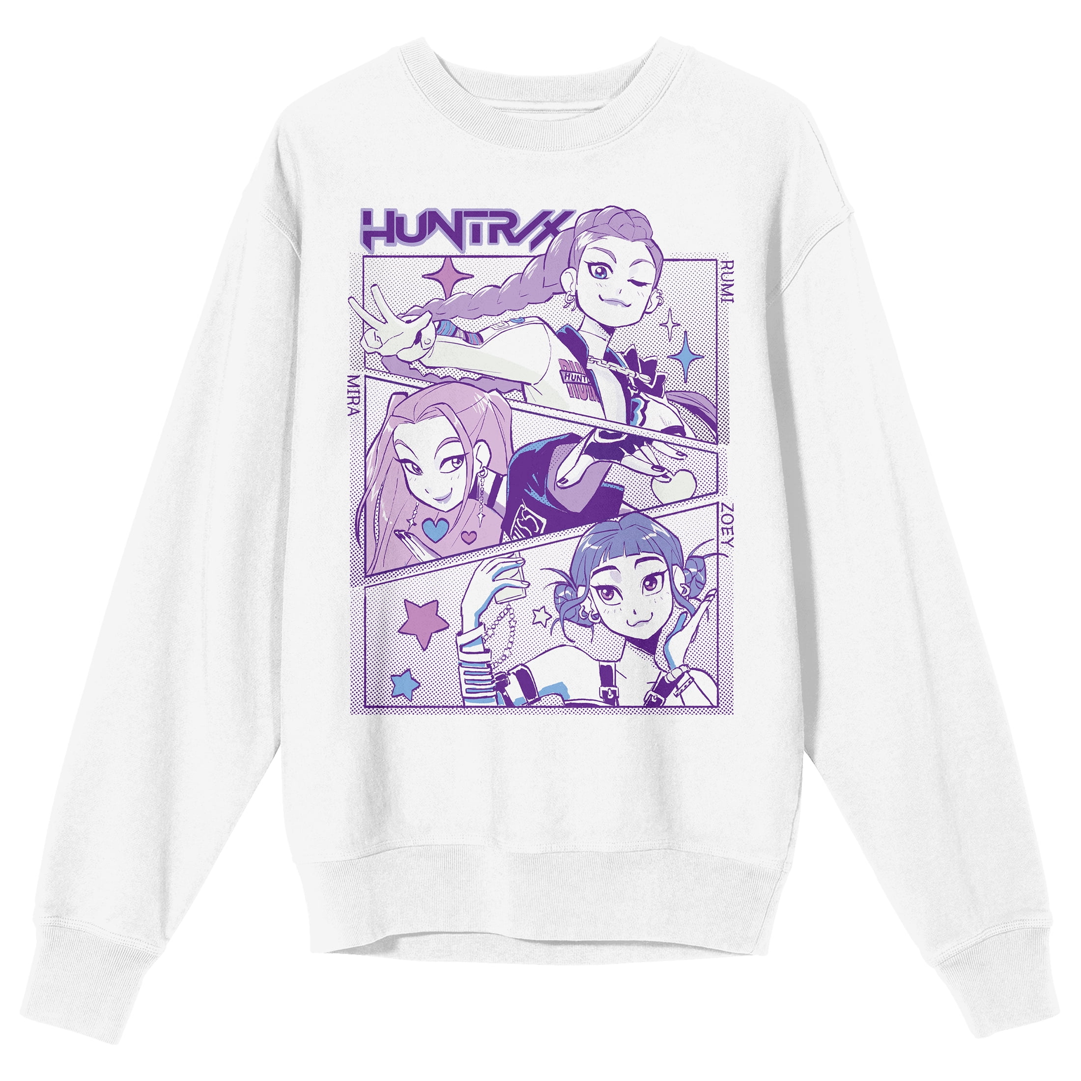 KPop Demon Hunters Rumi Mira & Zoey Panel Art Adult White Crew Neck ...