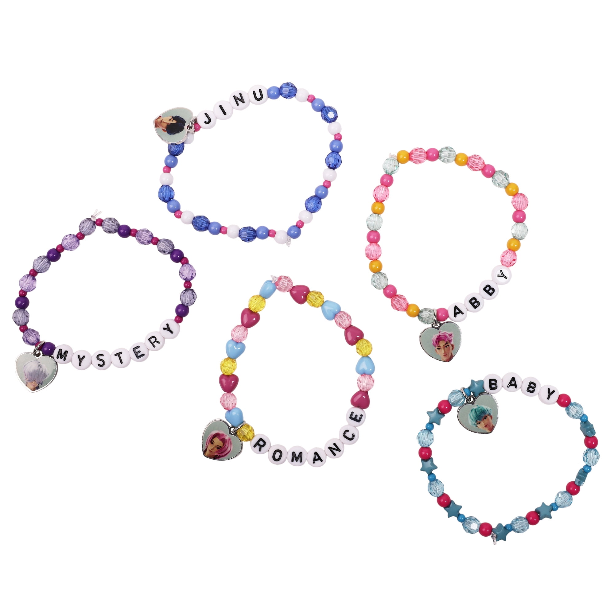 KPop Demon Hunters SAJA Boys Tradesies Character Bracelets – 5 Pack Beaded Stretch Bracelet Set ...