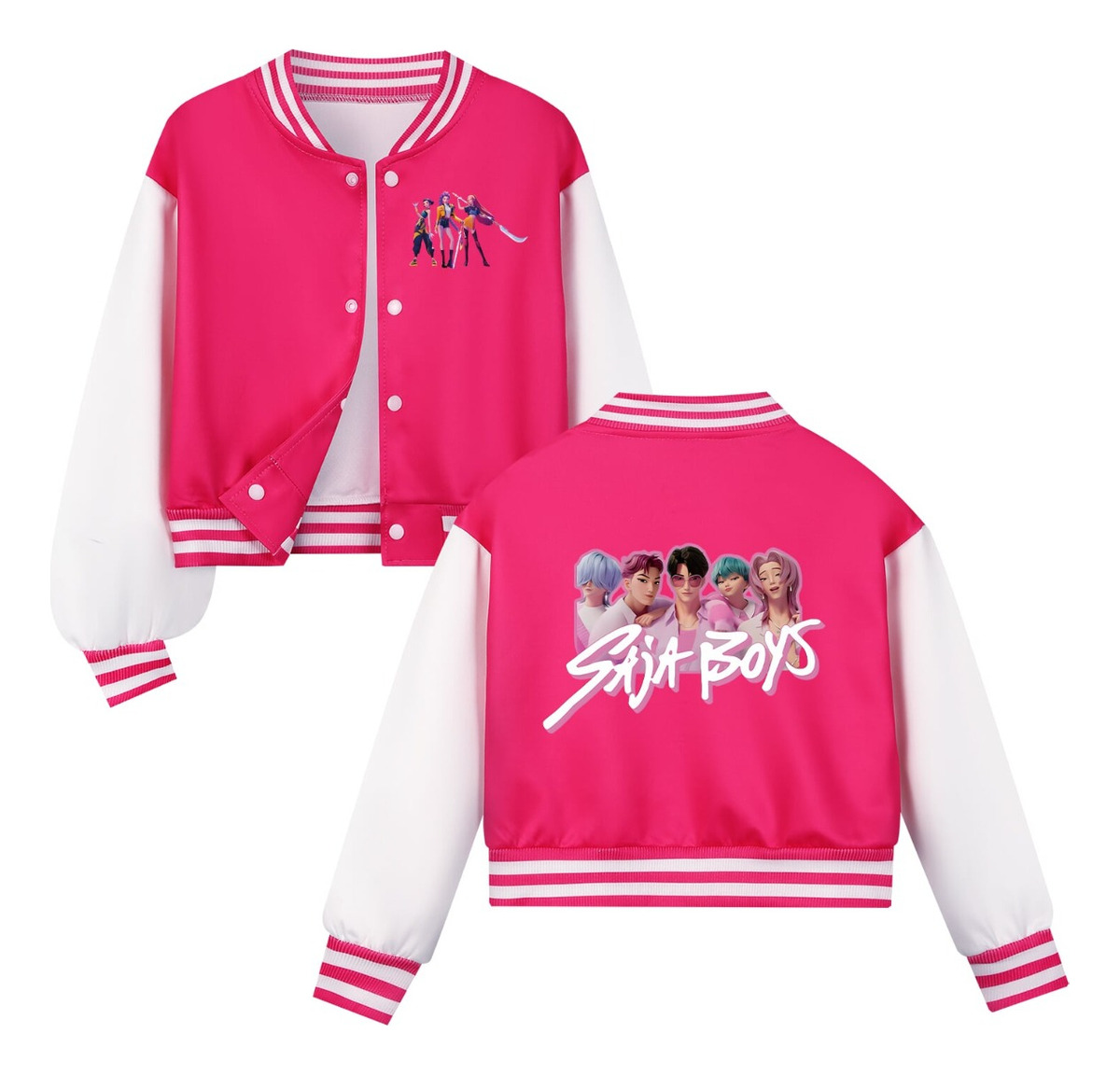 KPop Demon Hunters Saja Boys Band Kids Baseball Jacket – Anime Music ...