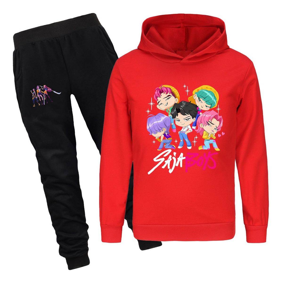 KPop Demon Hunters Saja Boys Chibi Kids Outfit Set – Anime Hoodie ...