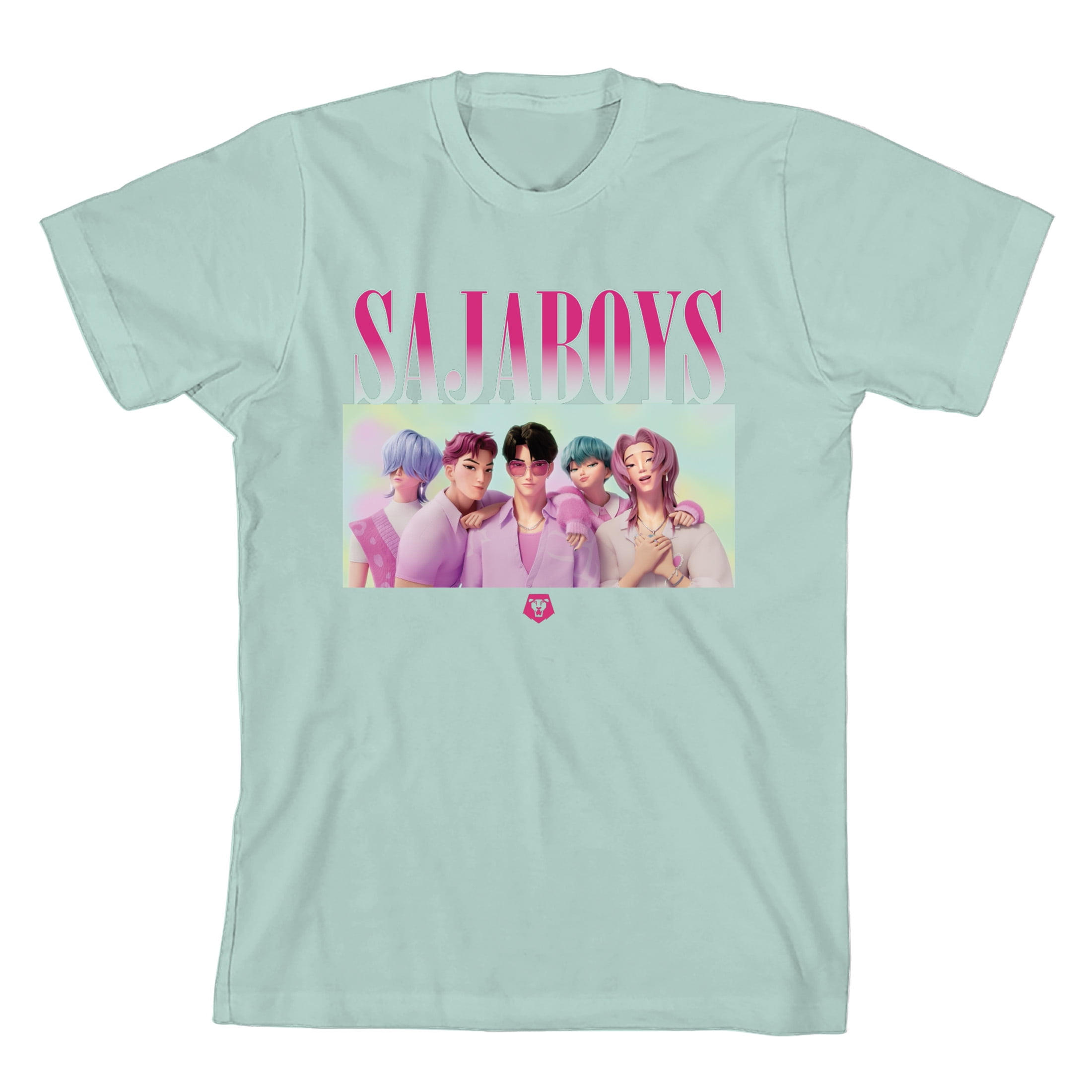 KPop Demon Hunters Saja Boys Group Youth Light Green Crew Neck Short Sleeve T-shirt-Medium ...