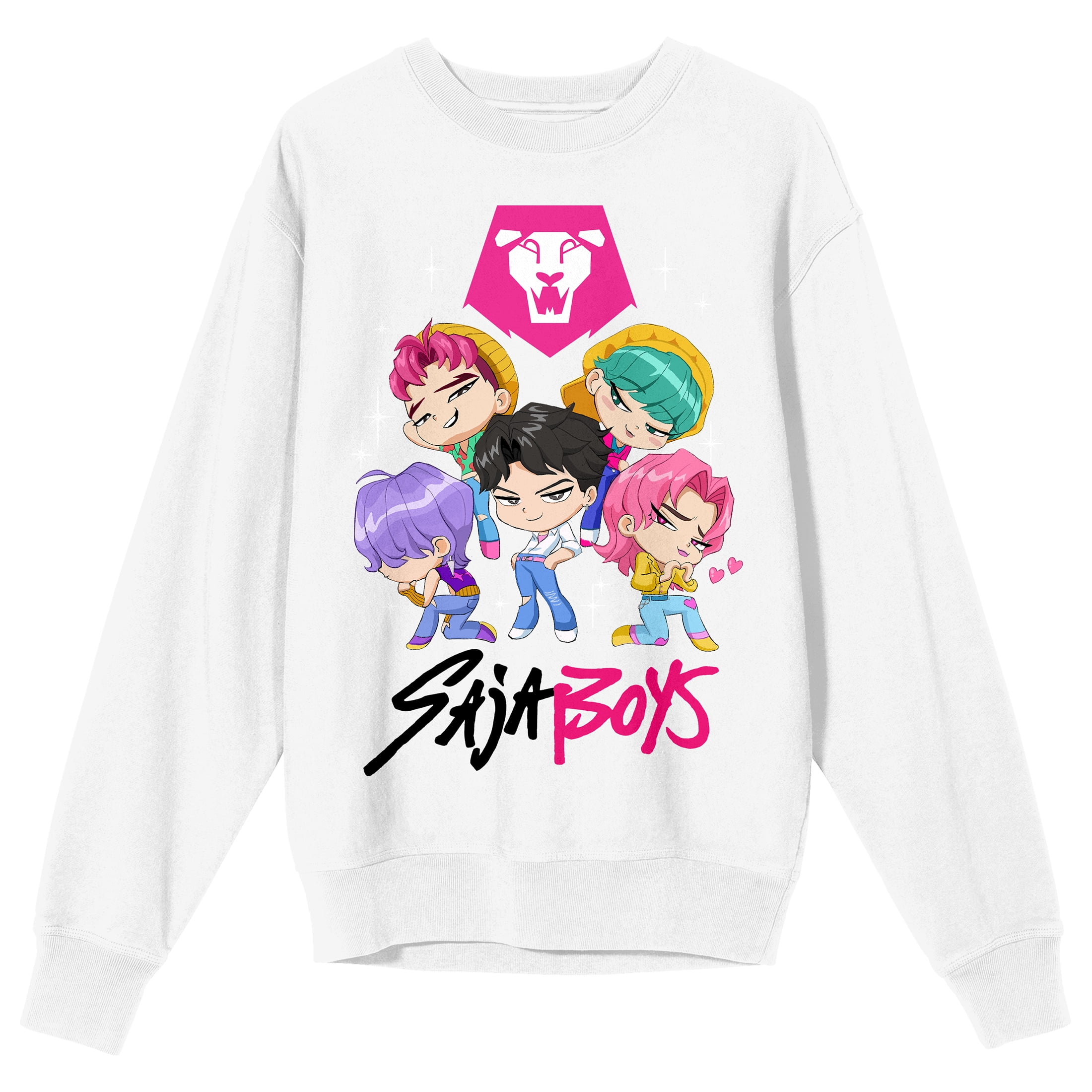 KPop Demon Hunters Saja Boys Kawaii Chibi Characters Adult White Crew ...