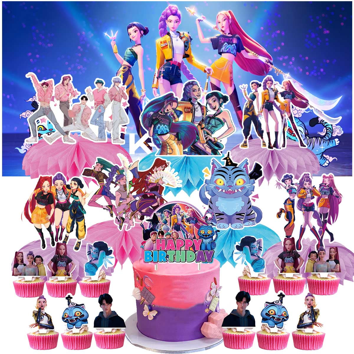 KPop Hunters Party Decorations Decor Supplies Honeycomb Centerpieces ...