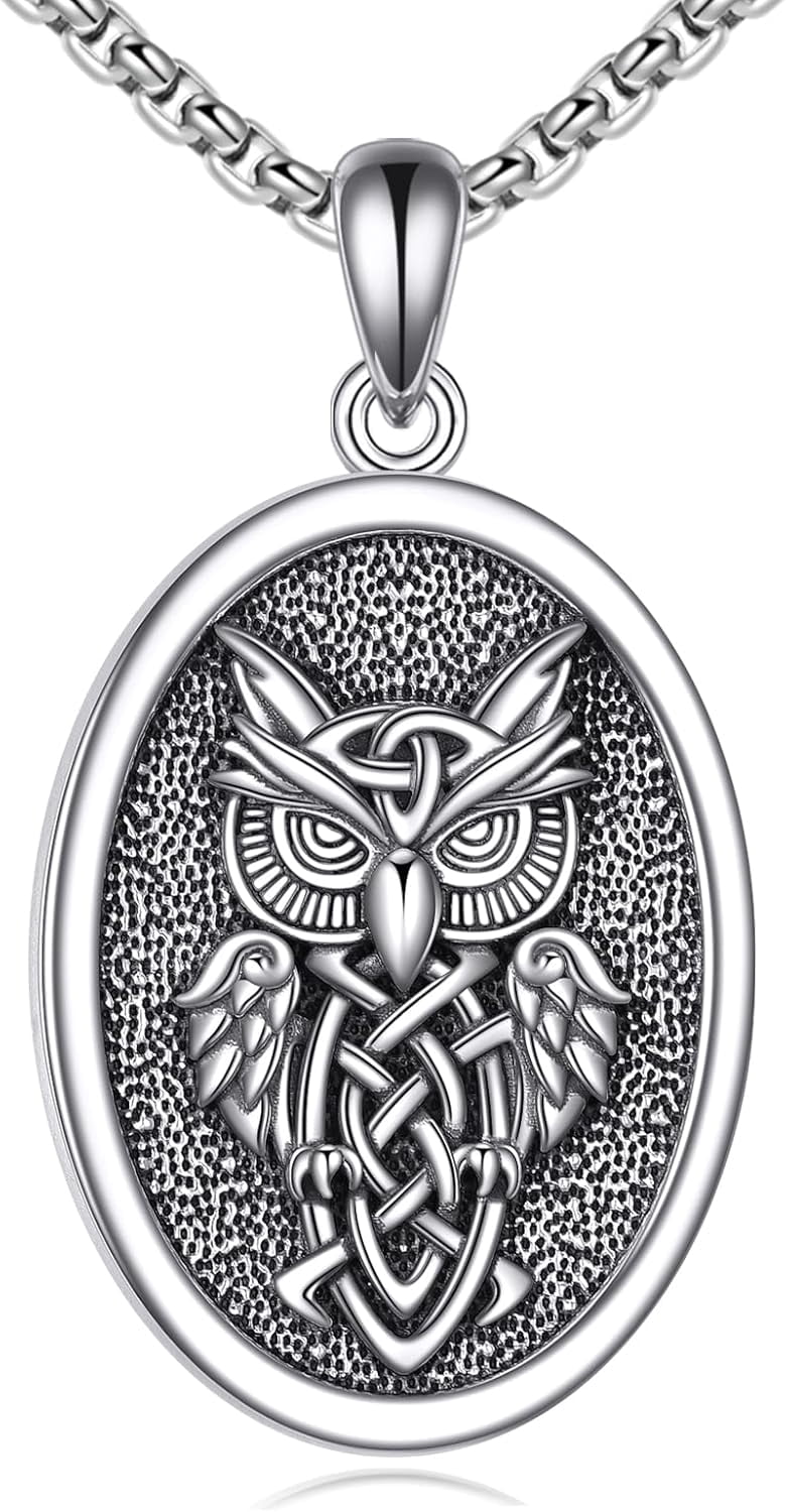 KQF Viking Nordic Necklace 925 Sterling Silver Celtic Wolf/Eagle/Elk ...