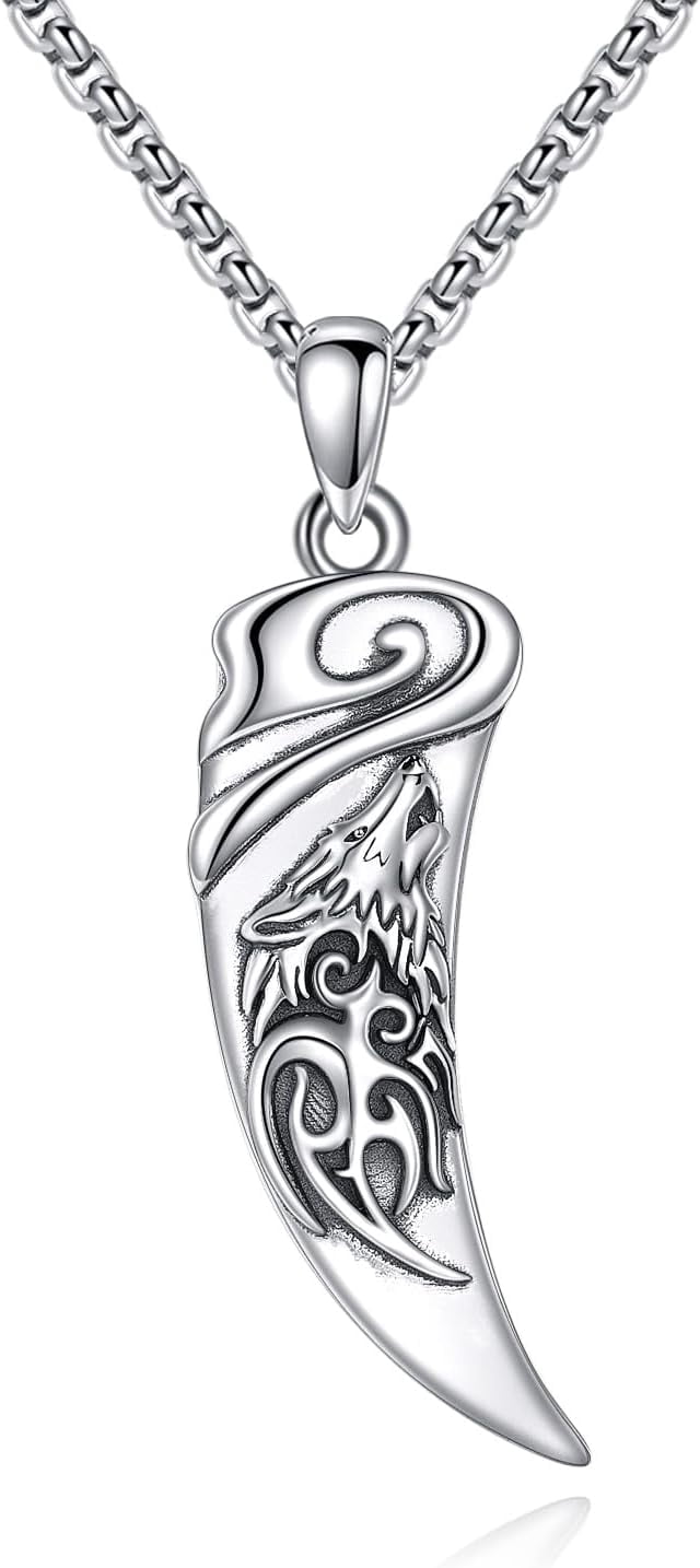 KQF Viking Nordic Necklace 925 Sterling Silver Celtic Wolf/Eagle/Elk ...