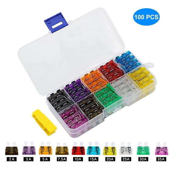KQJQS 100-Piece Car Fuse Assortment Kit with Box - Includes 2A, 3A, 5A ...