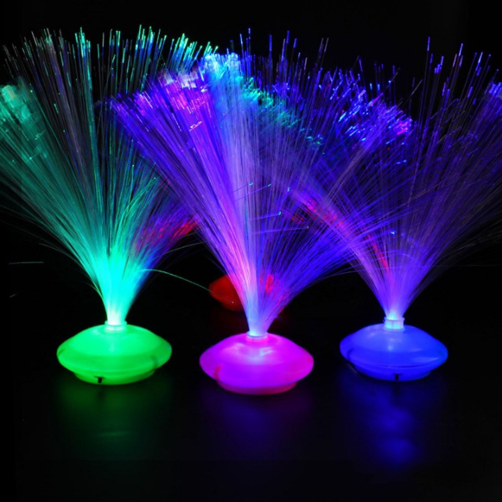KQJQS 14” LED Fiber Optic Lamp with Remote – USB/Battery Powered Color ...