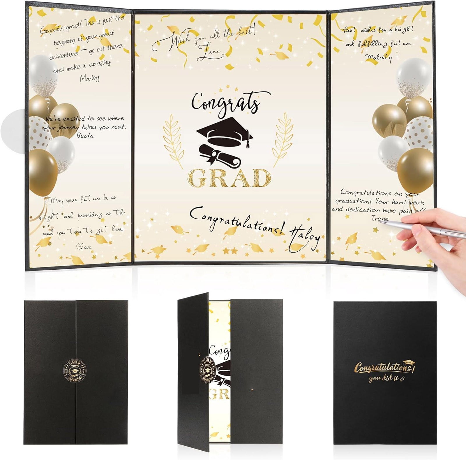 KQJQS 2025 Graduation Guest Book - Elegant 12x8.5 Inch Memory Keepsake ...