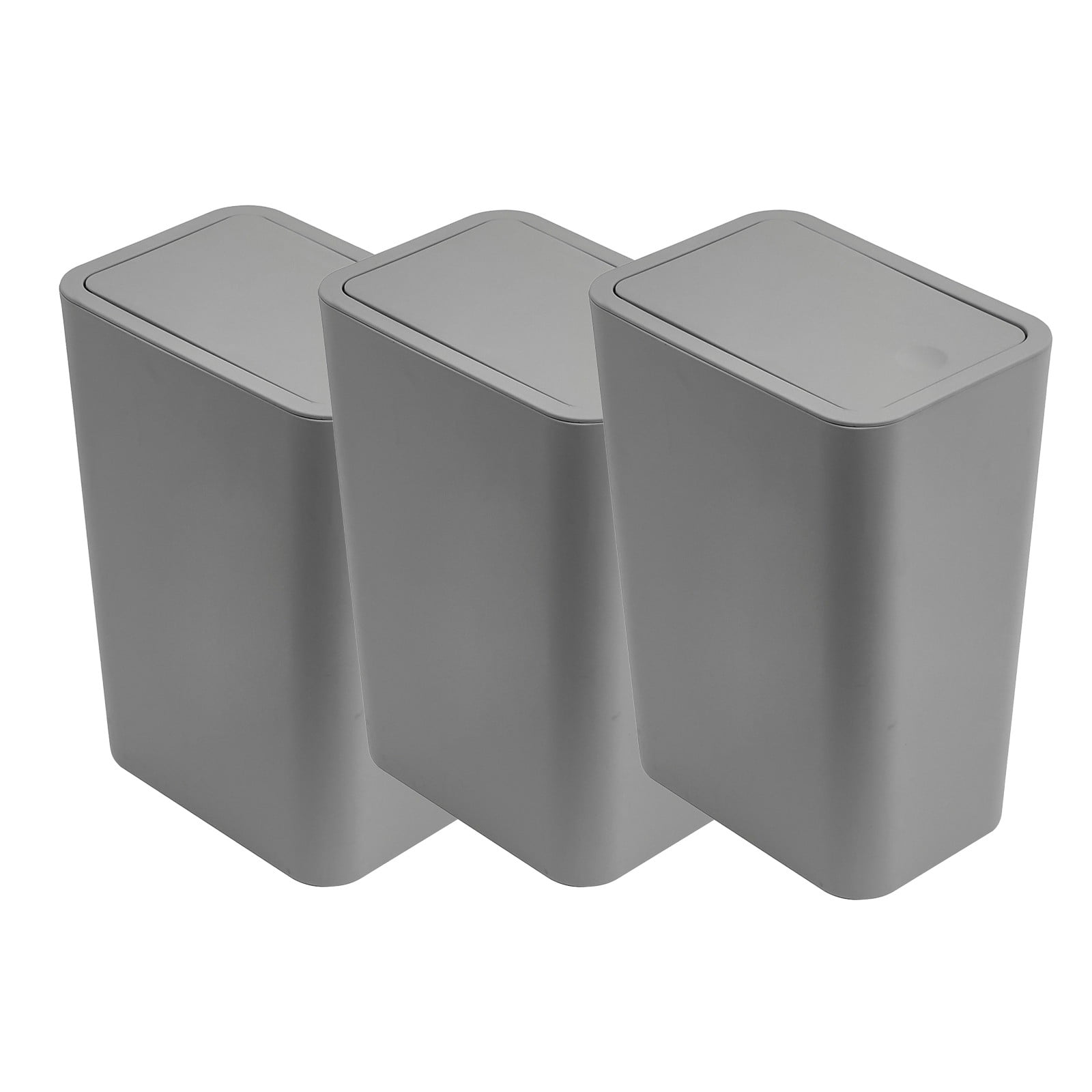 KQJQS 3-Pack 11.6 Liter Small Trash Cans with Lids, 3 Gallon Slim ...