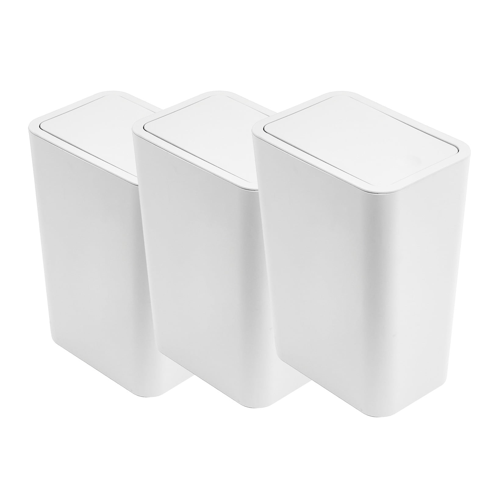 KQJQS 3-Pack 11.6 Liter Small Trash Cans with Lids, 3 Gallon Slim ...