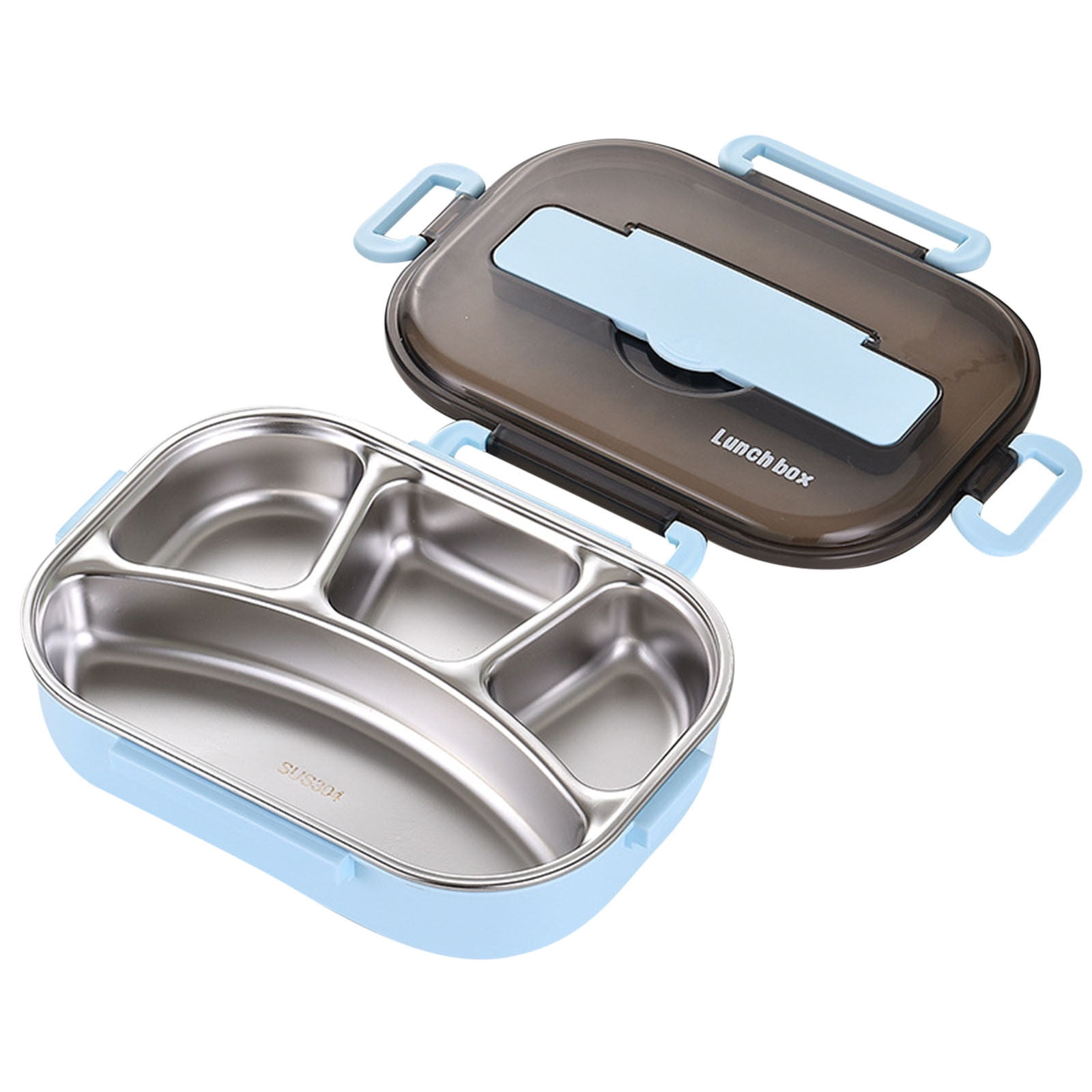 KQJQS 304 Stainless Steel Divided Lunch Box with 4 Compartments, 1300ml ...