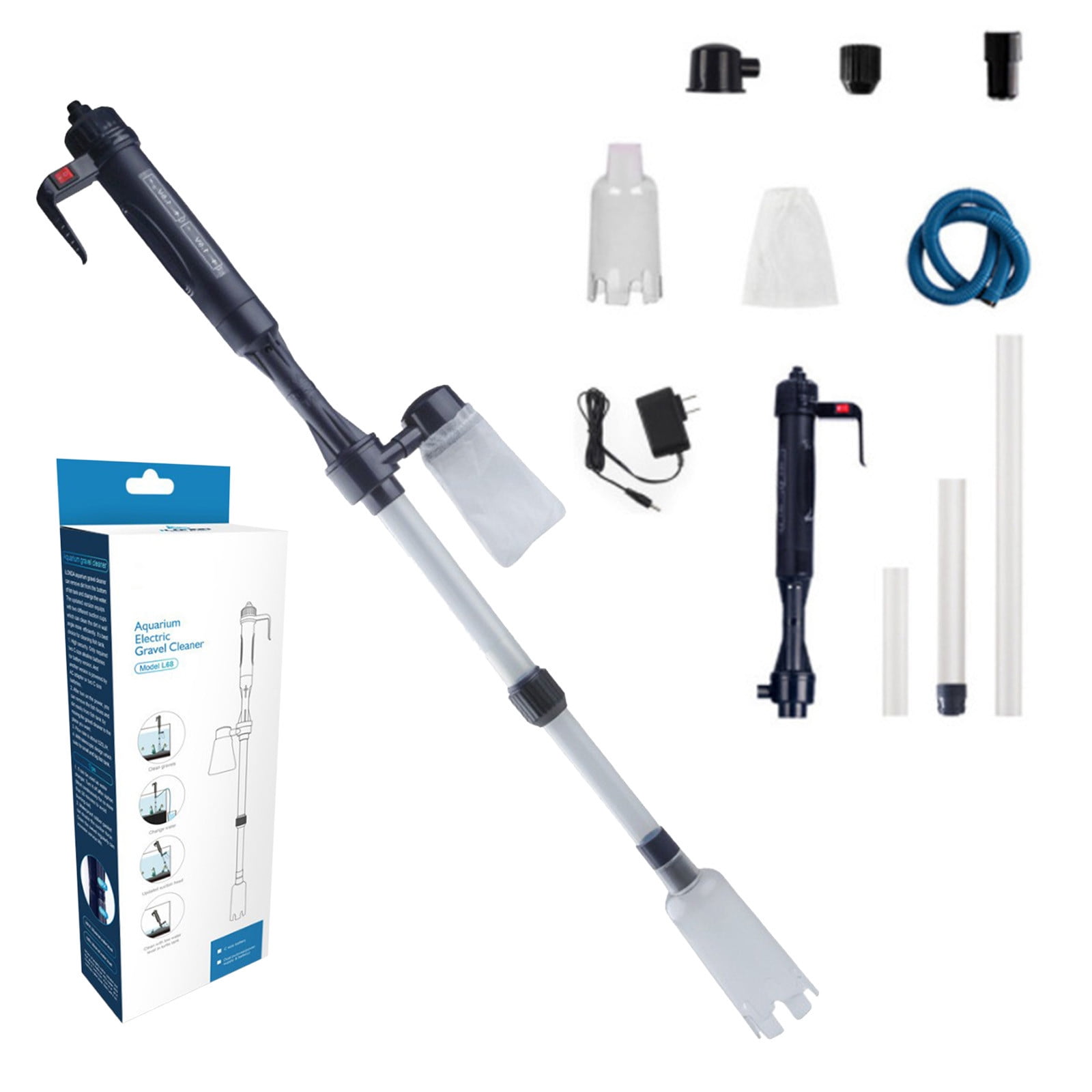 KQJQS 4-in-1 Electric Aquarium Gravel Cleaner - Automatic Siphon ...