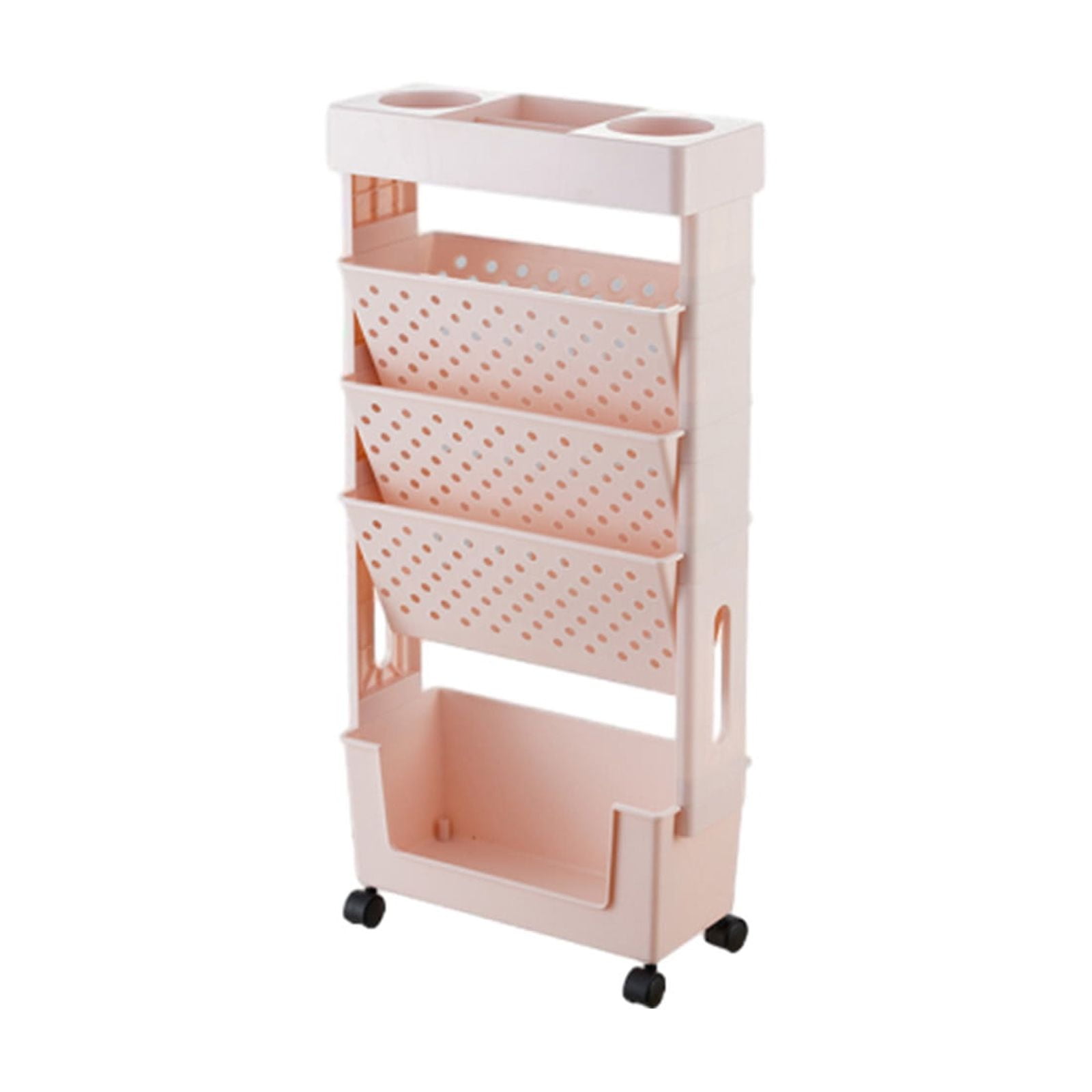 KQJQS 5-Tier Rolling Bookshelf Cart – Mobile Book Storage with Wheels ...