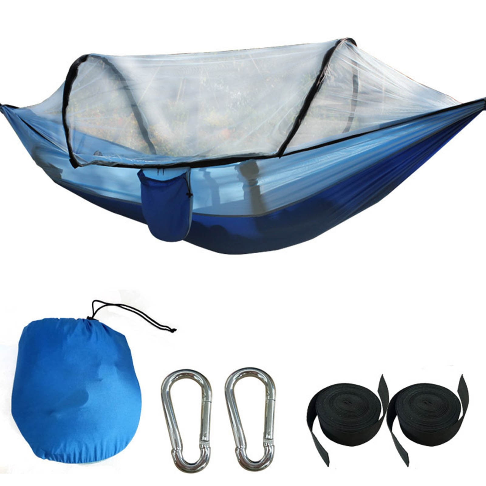 KQJQS 8.5' x 4.6' Double 2-Person Net Hammock with Mosquito Net, Blue ...