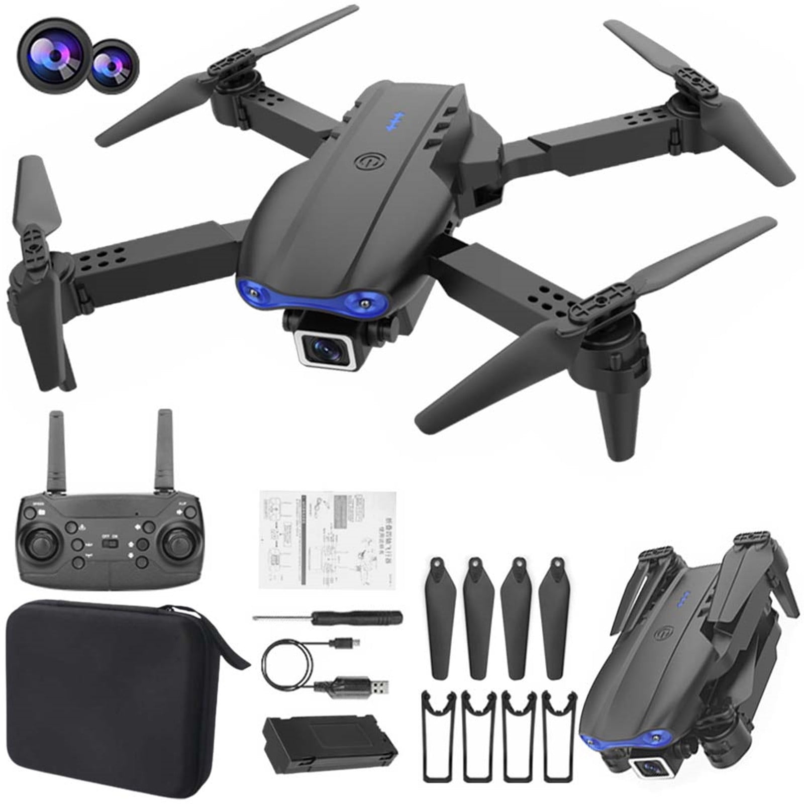 KQJQS Aircraft Intelligent 4K HD Dual Camera Aerial Photography Folding ...