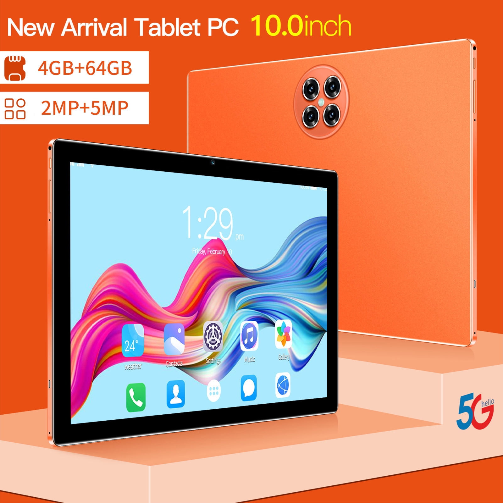 KQJQS Android Tablet 10inch Phablet, Large Storage 4GB RAM 64GB Dual ...