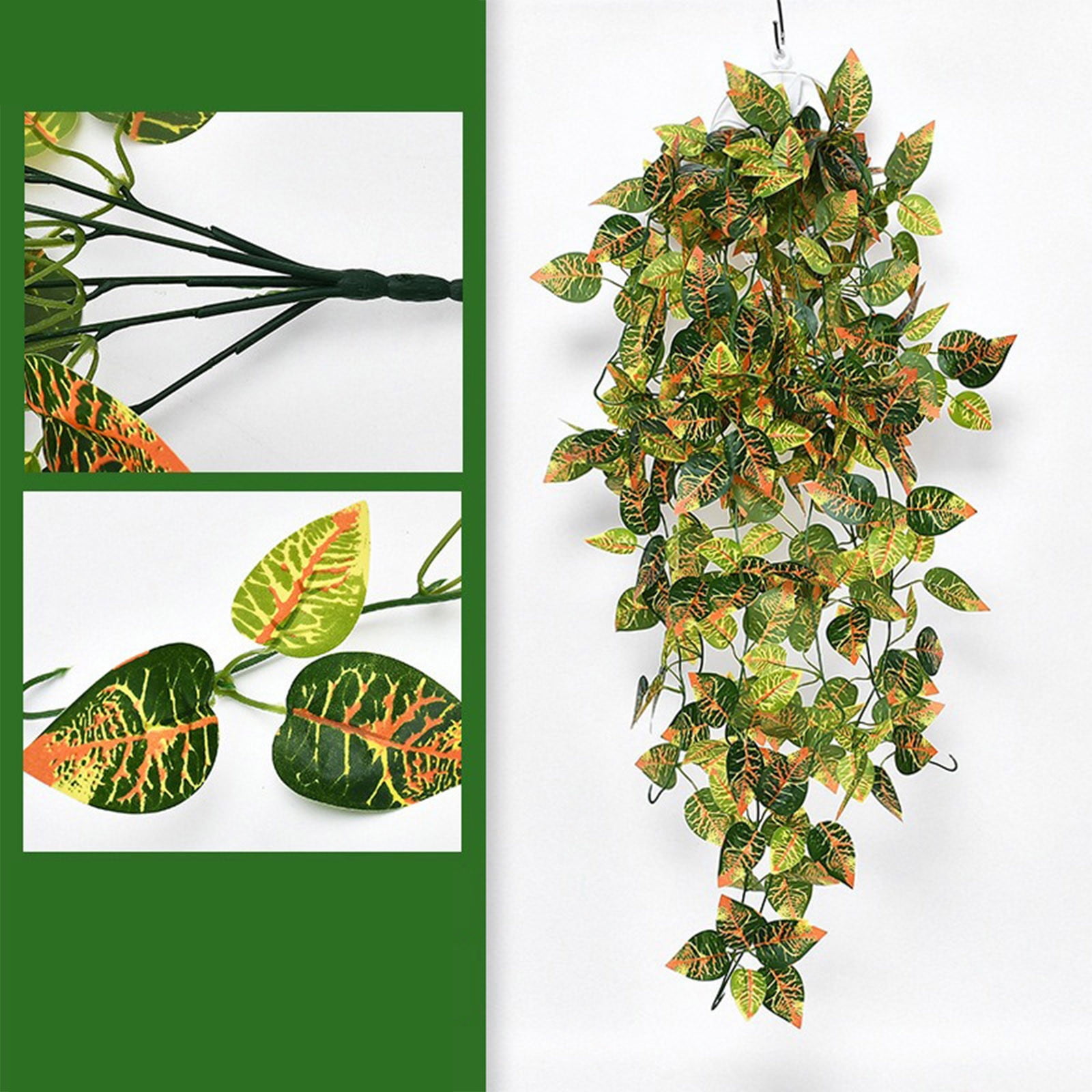 KQJQS Artificial Ivy Garland, Fake Vines UV Resistant Greenery Leaves ...
