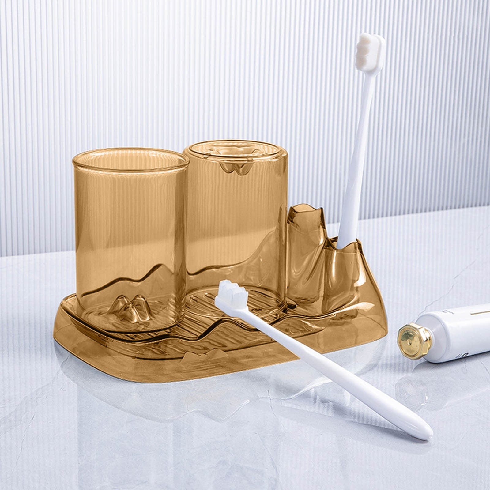 KQJQS Bathroom Toothbrush Holder Set with Rinse Cup and Storage Rack ...