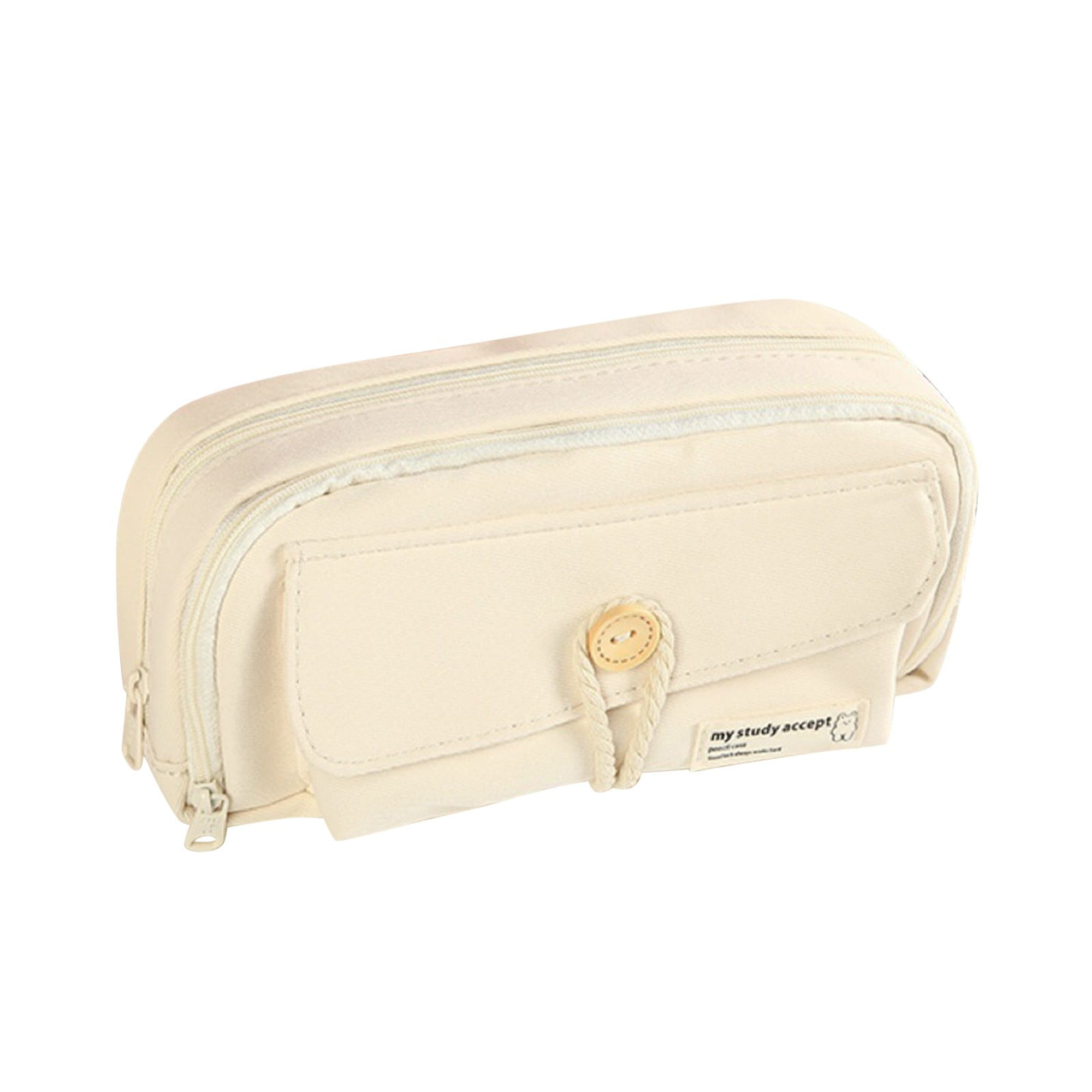 KQJQS Button Layered Pencil Case Student Stationery Bag High-value ...