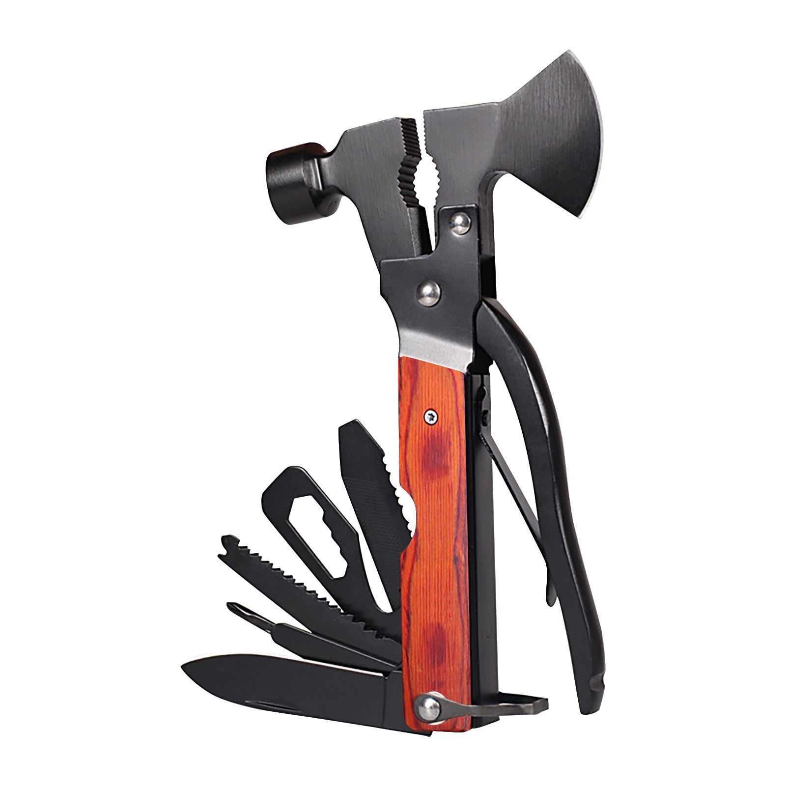 KQJQS Camping Accessories Multitool, Wood Handle Multi-Tool Hatchet ...
