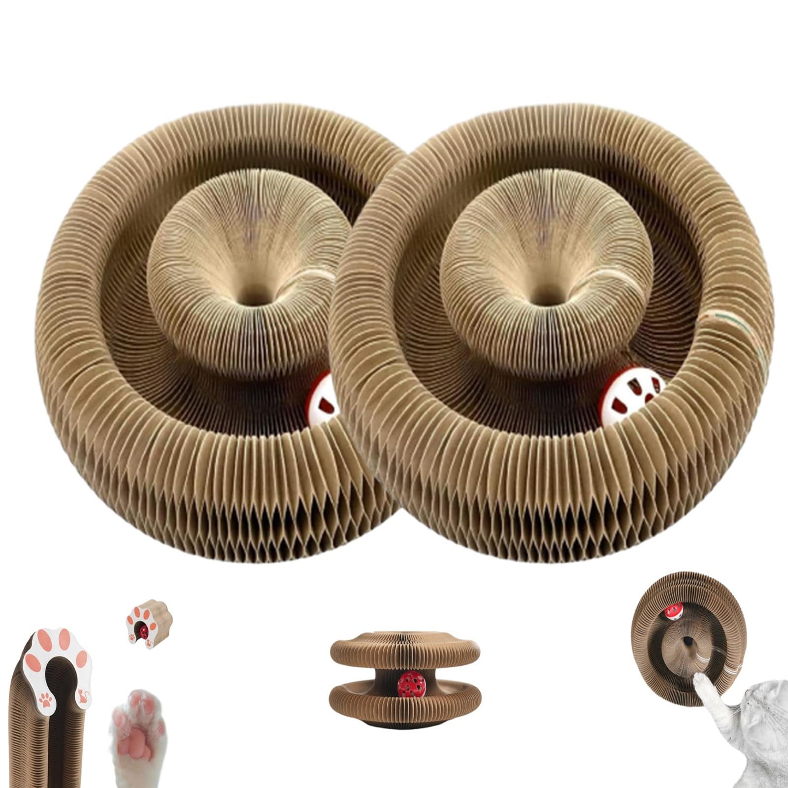 KQJQS Cat Scratcher Toy with Ball - Recyclable Corrugated Cardboard ...