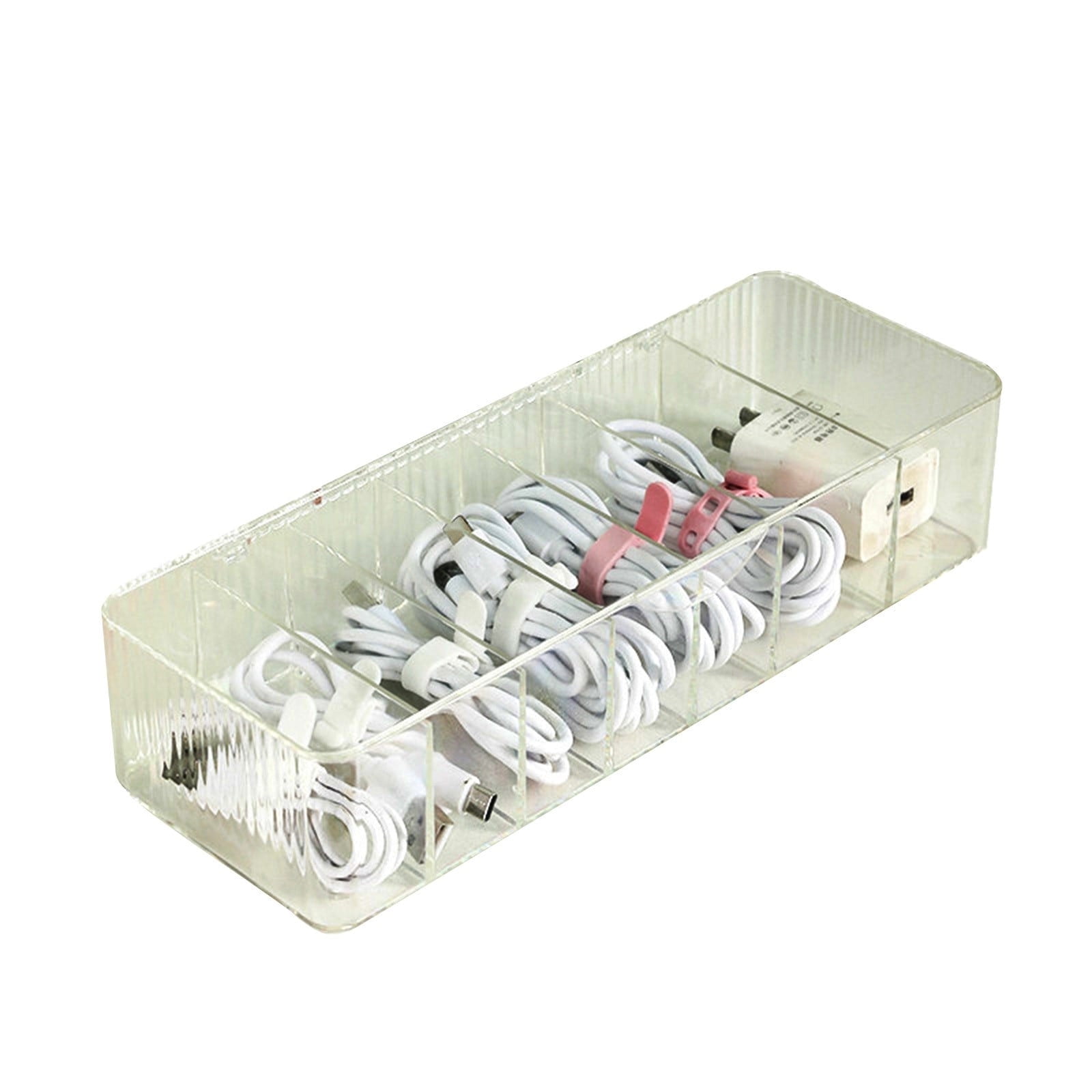 KQJQS Clear Electronics Organizer Box,7 Compartment Storage Boxes ...