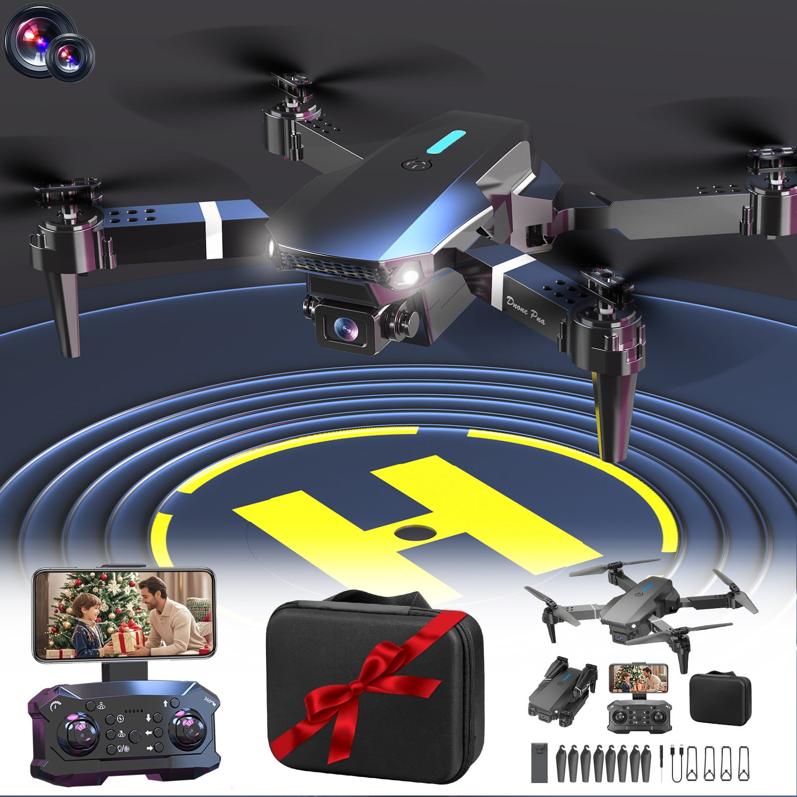 KQJQS Drone with 1080P HD Camera, Altitude Hold, Headless Mode, 360 ...
