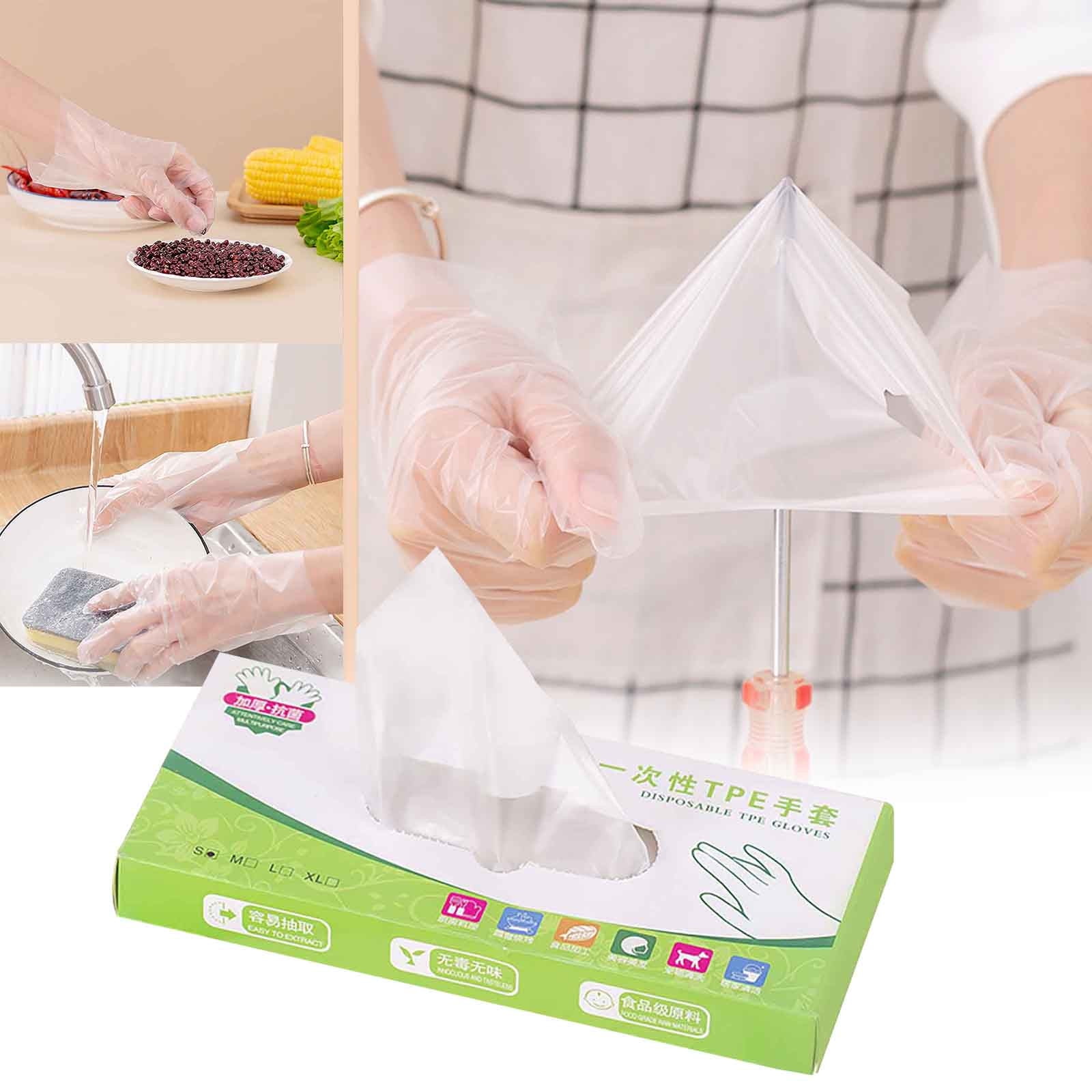 KQJQS Durable and Thick Disposable Gloves - Food Grade TPE Latex Rubber ...
