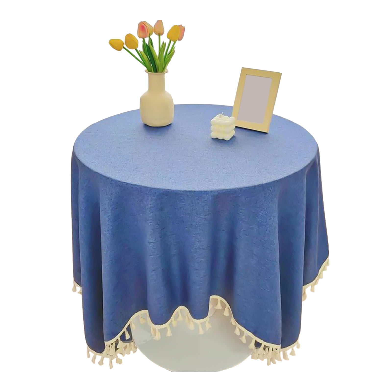 KQJQS Fringed Tablecloth for Small Tables - 55x55 Inch Linen Square ...