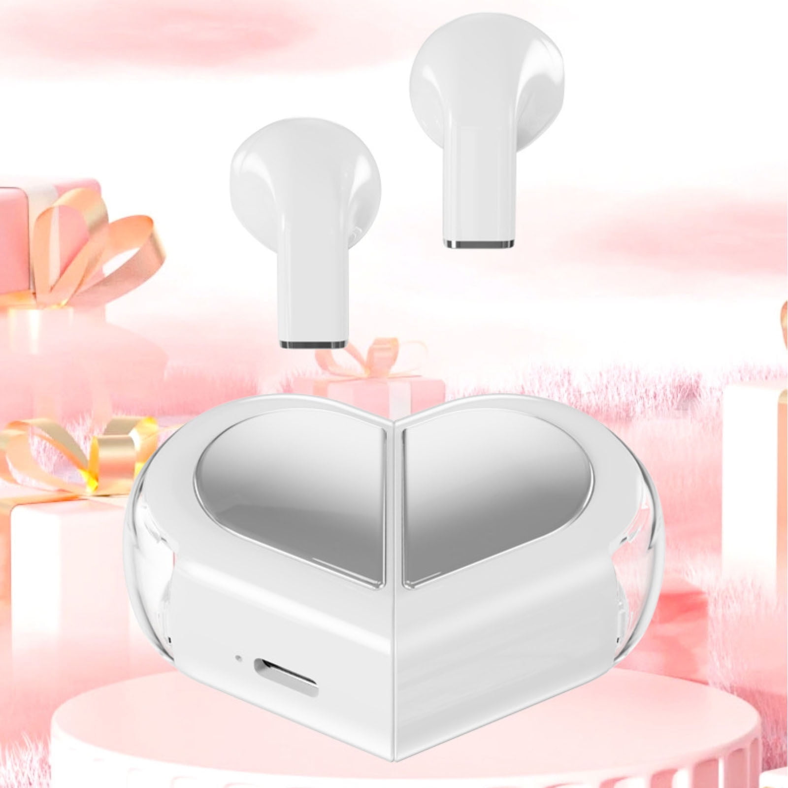 KQJQS Heart Wireless Earbuds for Girls Kids, Cute Small Mini Tiny ...