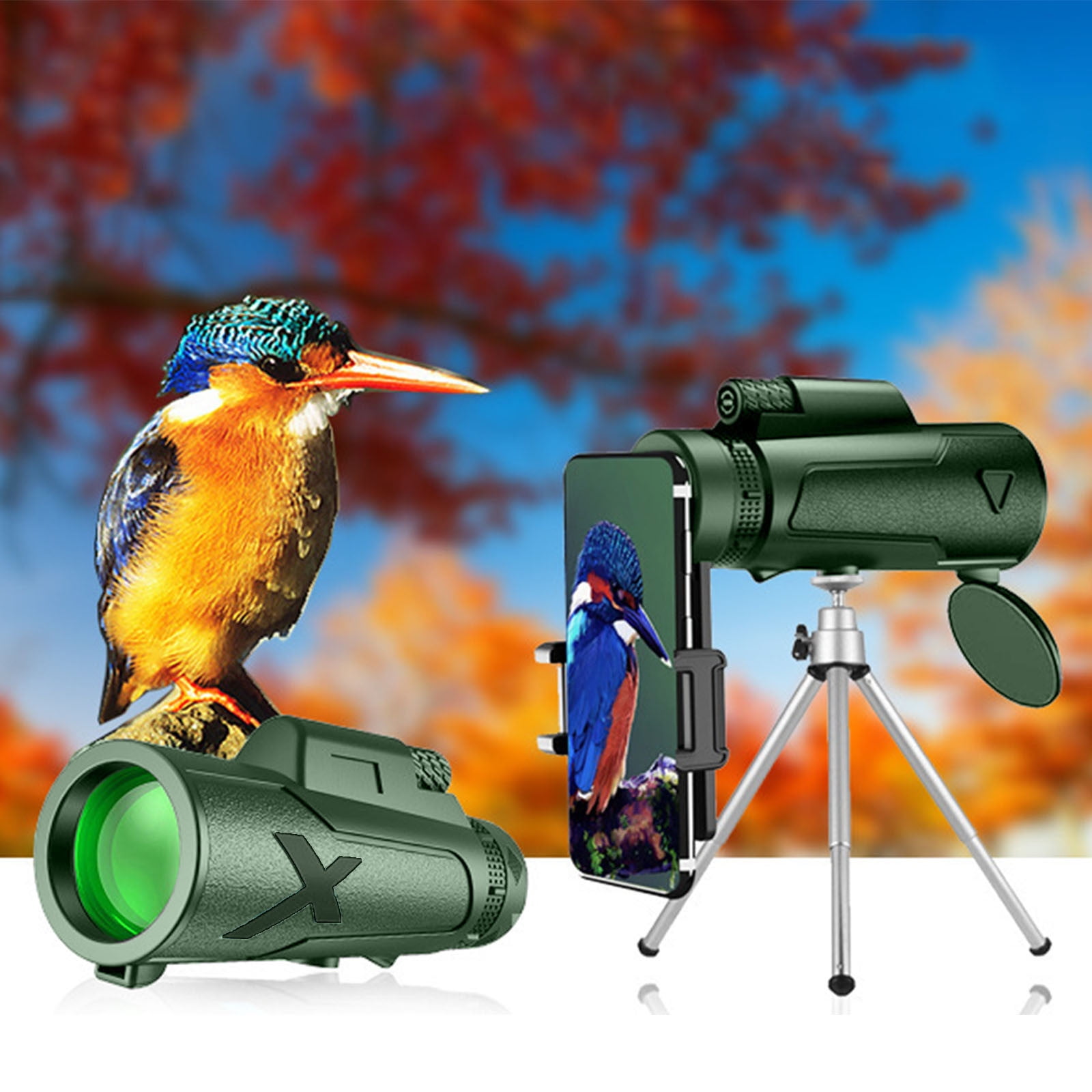 KQJQS High Power Monocular Telescope with Phone Camera Adapter - Day ...