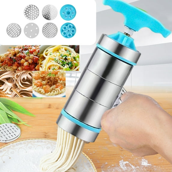 KQJQS Home Pasta Machine with Multiple Molds - Manual Pasta Press for ...