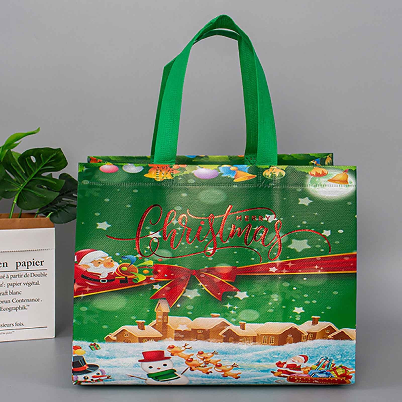 KQJQS Large Christmas Tote Bags with Handles, Reusable Gift Bags for ...