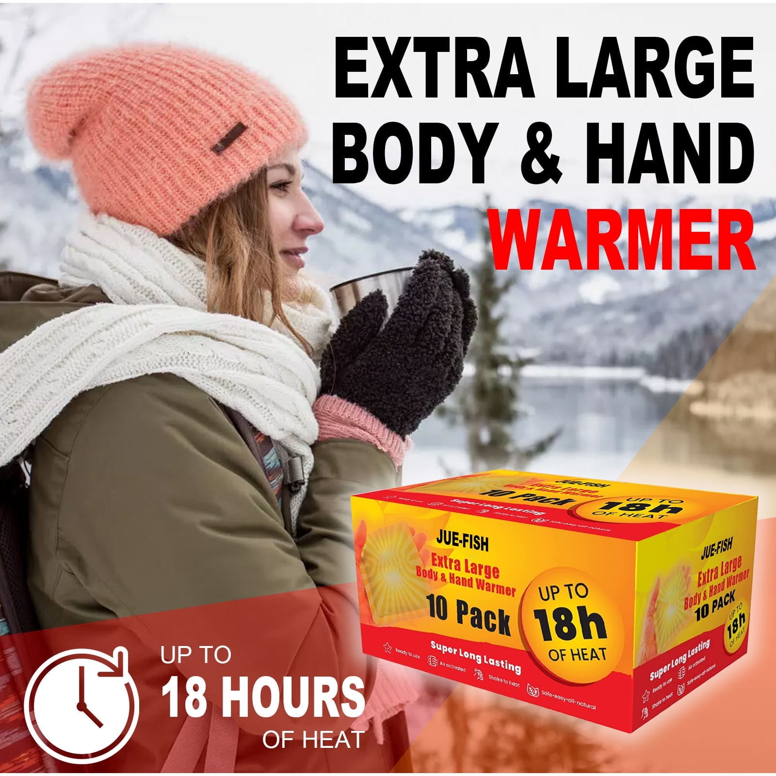 KQJQS Large Hand & Body Warmers - Up to 18 Hours of Heat, Super Long ...