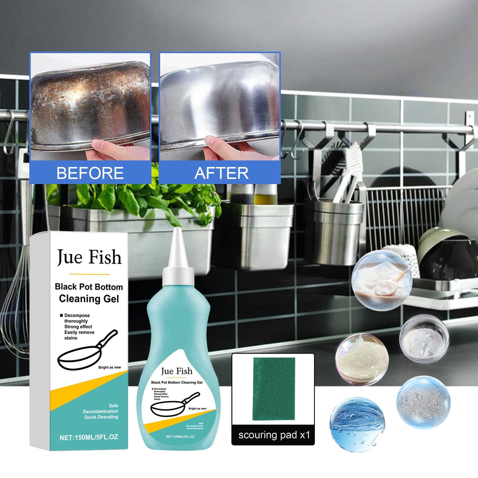 KQJQS Magic Gel Cleaner for Pots and Pans Oil pollution, 150g Black Pot ...